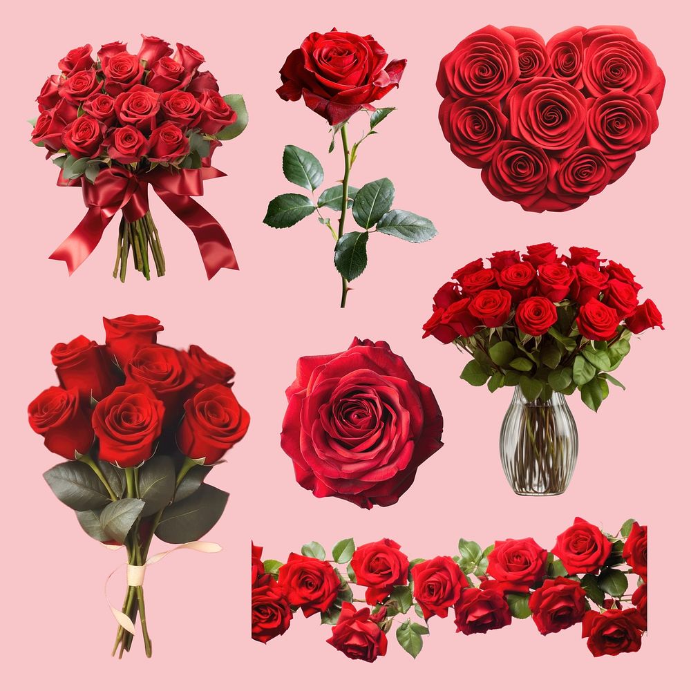 Red rose element set | Free Photo - rawpixel