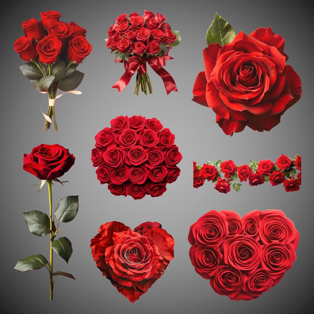 Red rose element set | Free Photo - rawpixel