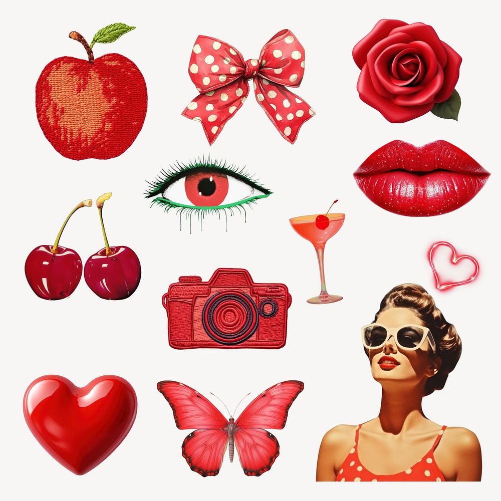 Red aesthetic design element set | Free Photo - rawpixel