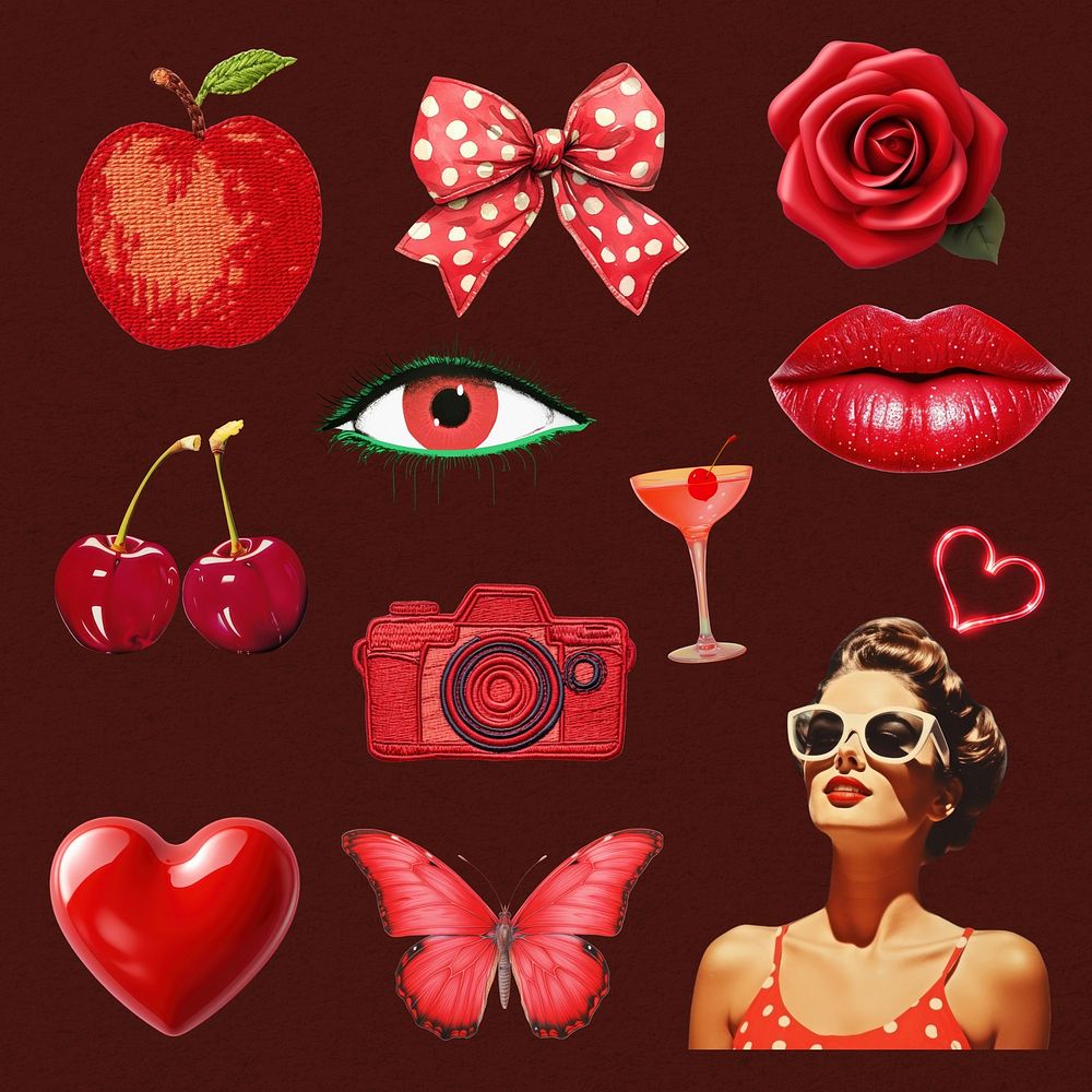 Red aesthetic design element set | Free Photo - rawpixel