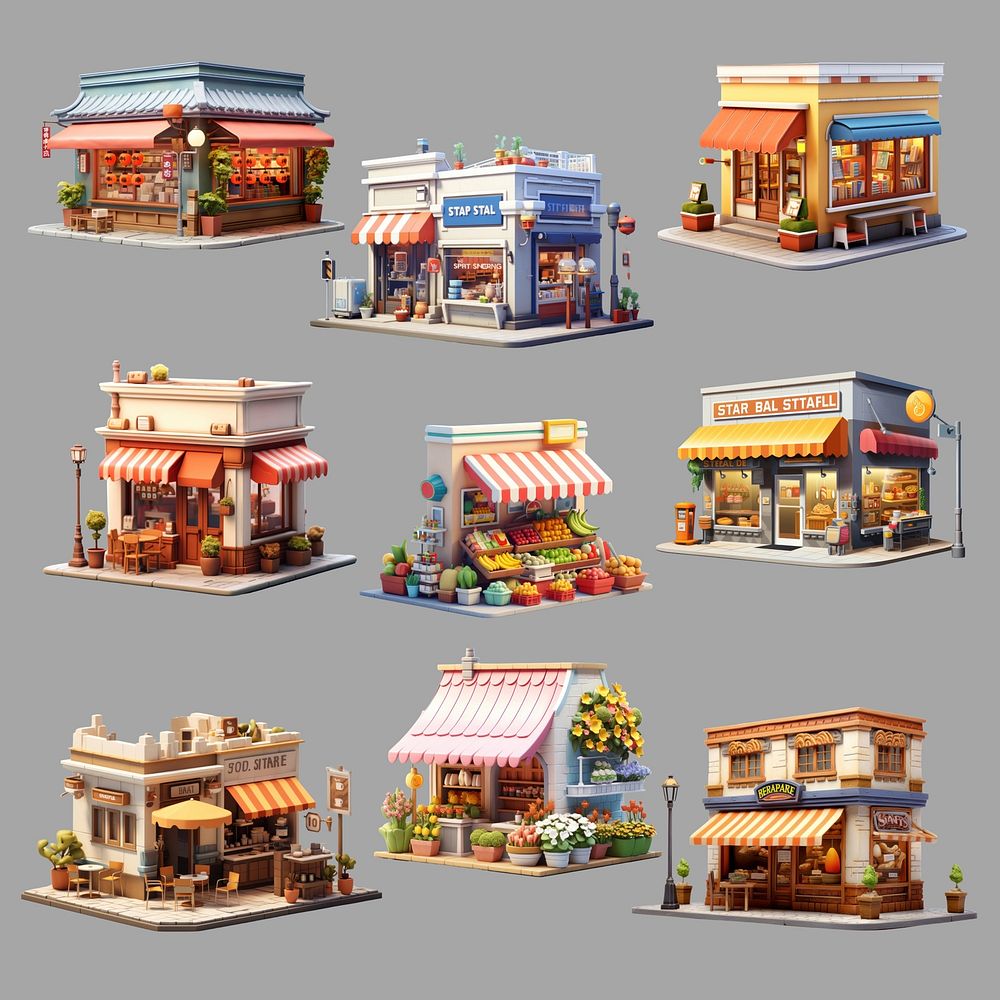 3D shop design element set | Free Photo - rawpixel