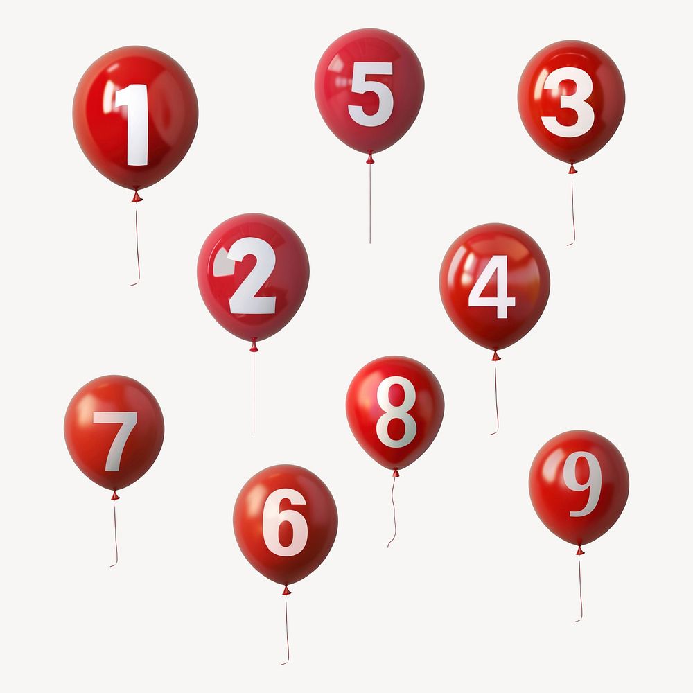 Red number balloon design element | Free Photo - rawpixel
