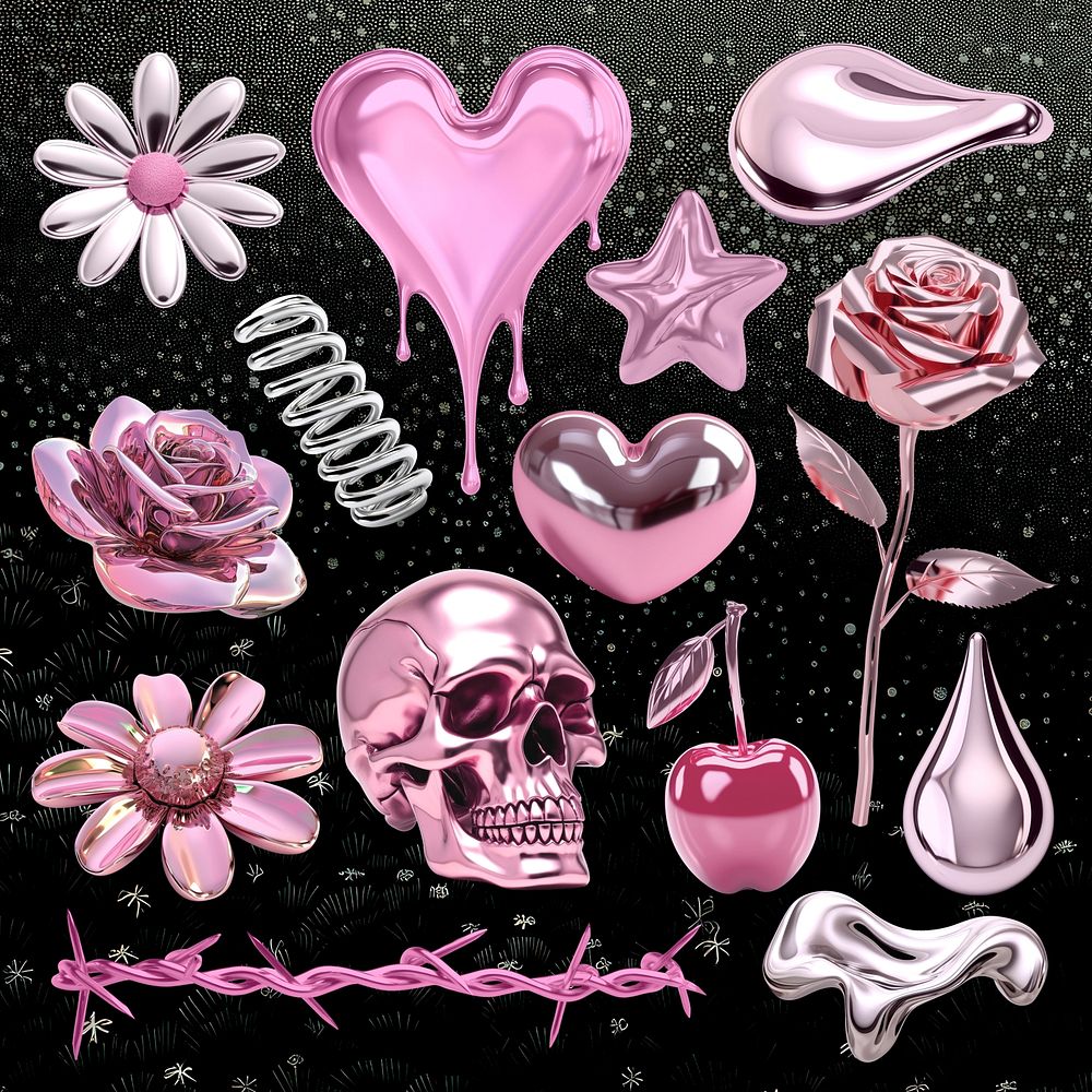 3d pink chrome shape element | Free Photo - rawpixel