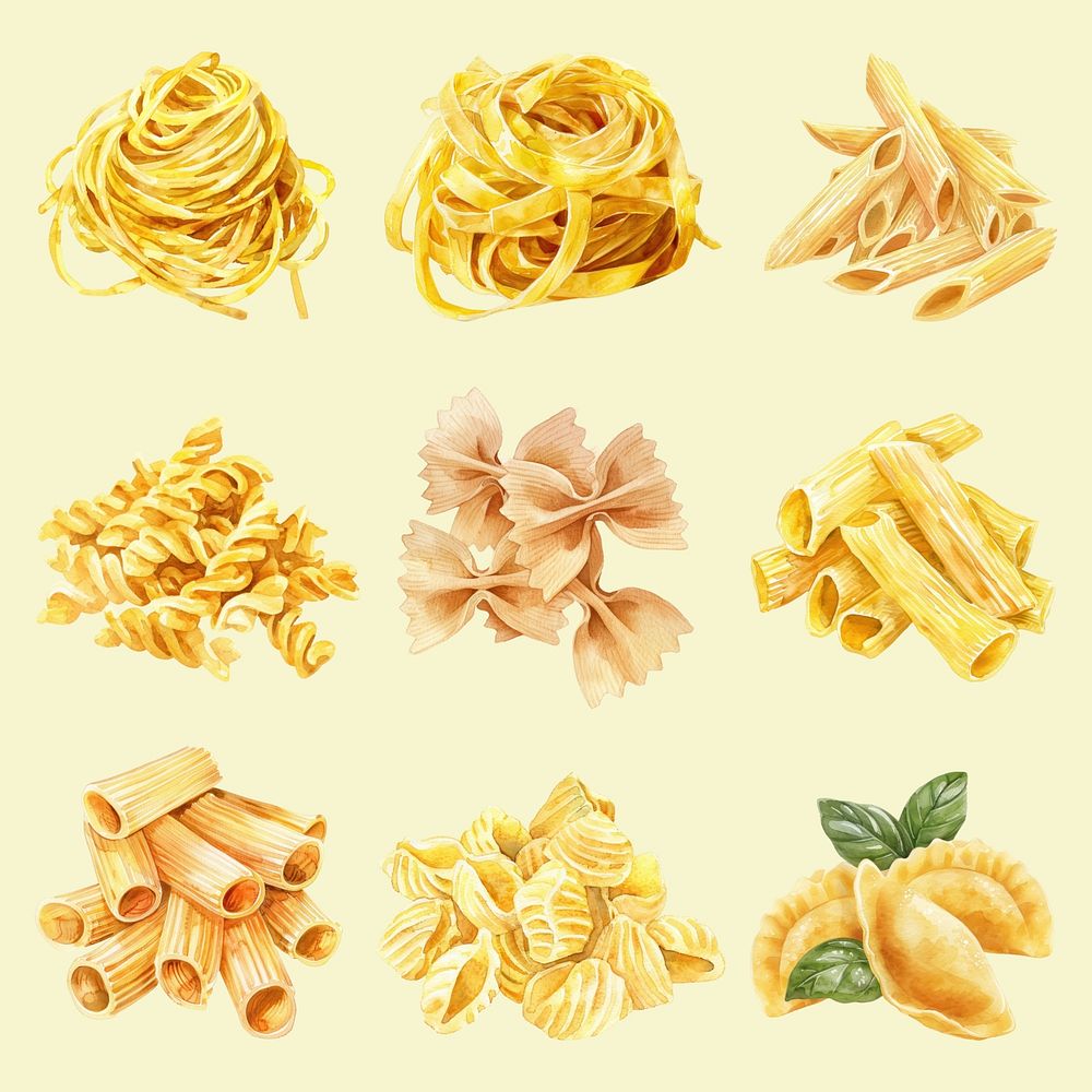 Watercolor pasta element set | Free Photo - rawpixel