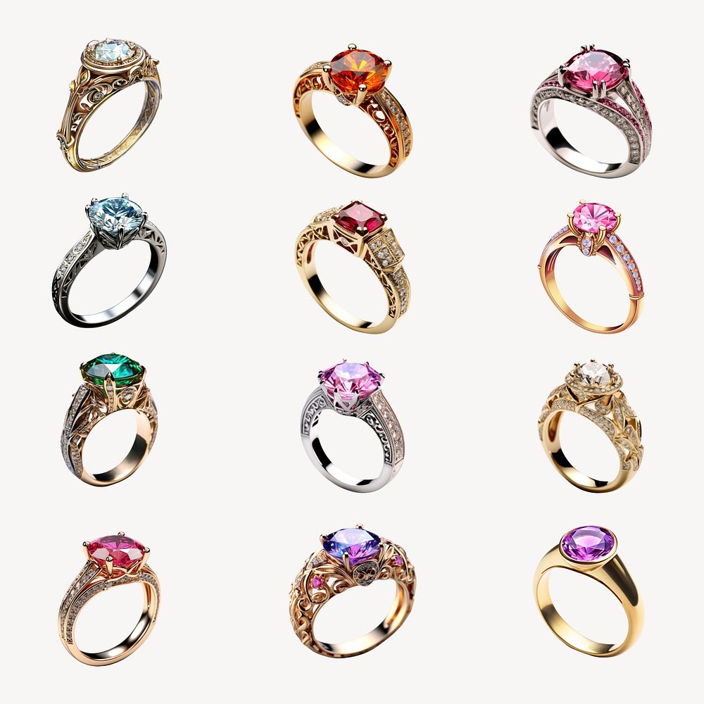 Gemstone ring design element set | Free Photo - rawpixel