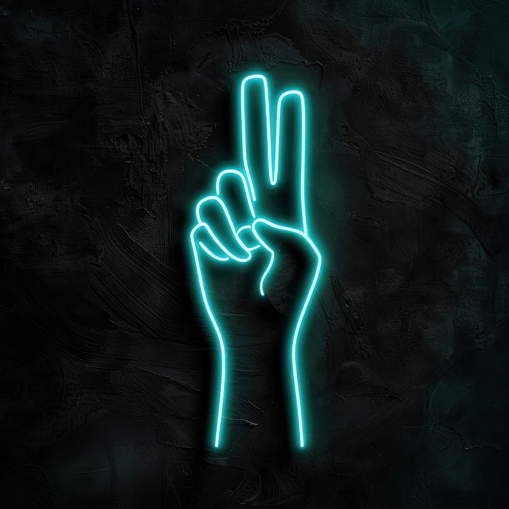 Neon peace hand sign | Free Photo Illustration - rawpixel