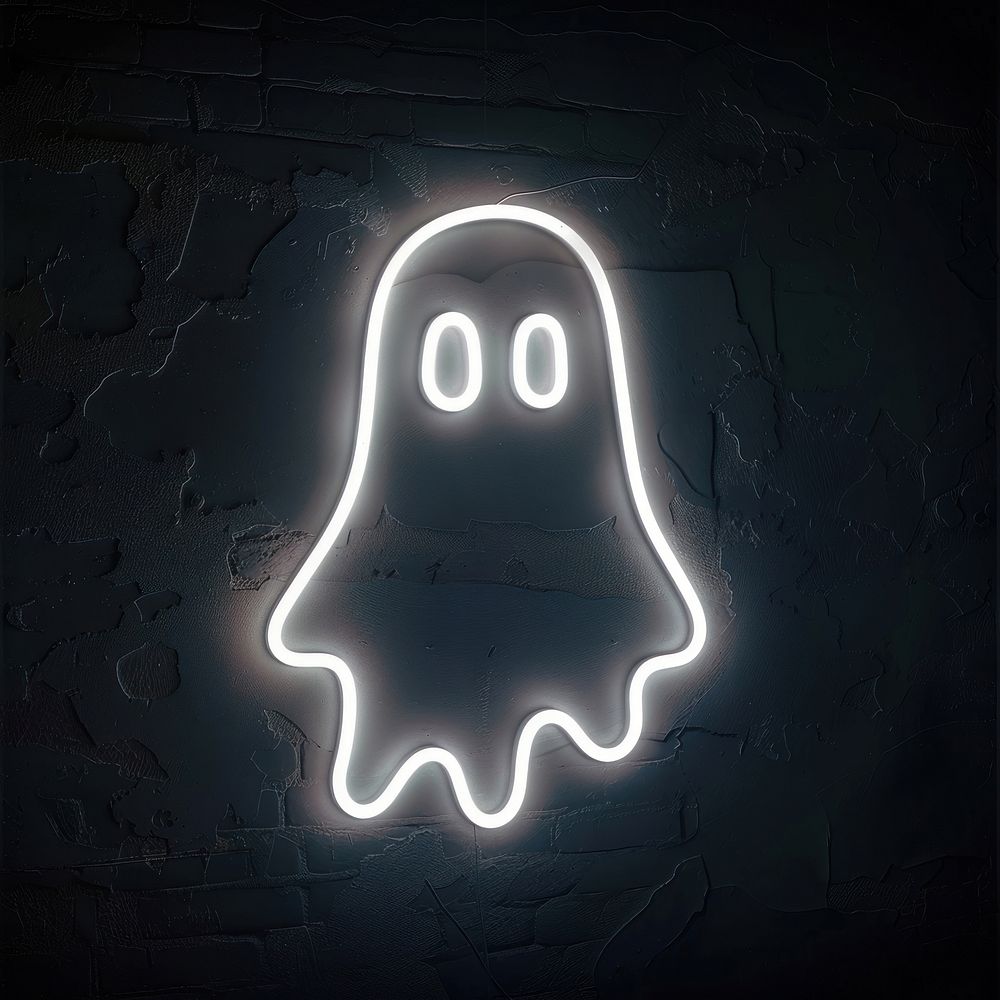 White ghost icon light neon | Free Photo - rawpixel