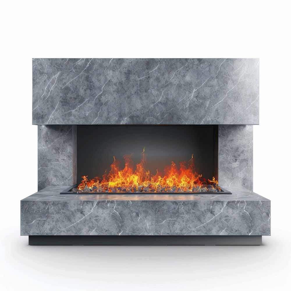 Modern marble fireplace with flames | Free Photo - rawpixel
