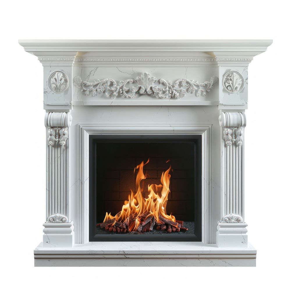 Elegant marble fireplace with fire | Free Photo - rawpixel