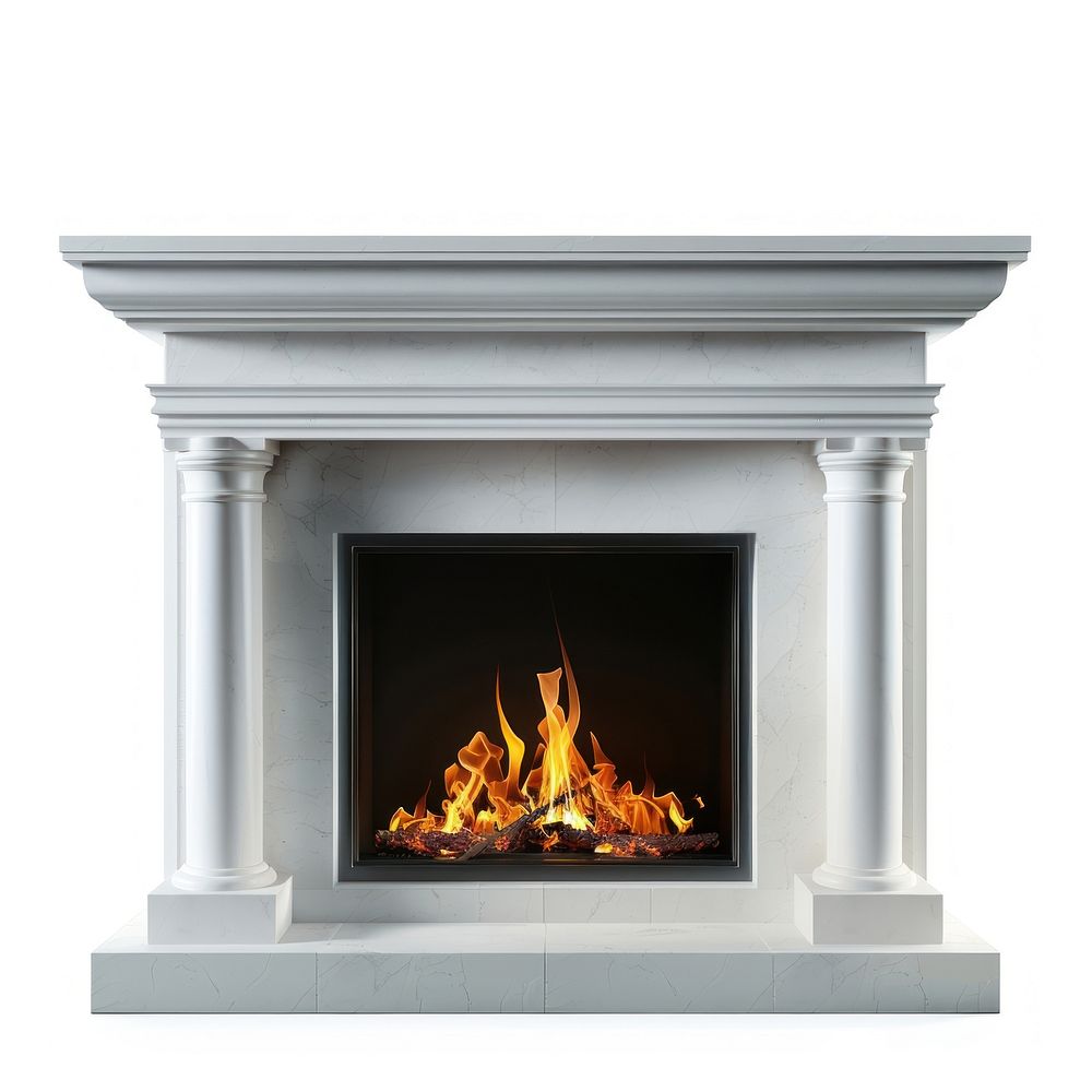 Elegant marble fireplace with fire | Free Photo - rawpixel