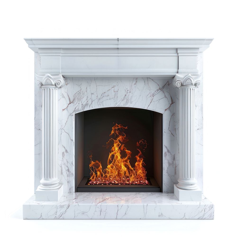 Elegant marble fireplace with flames | Free Photo - rawpixel