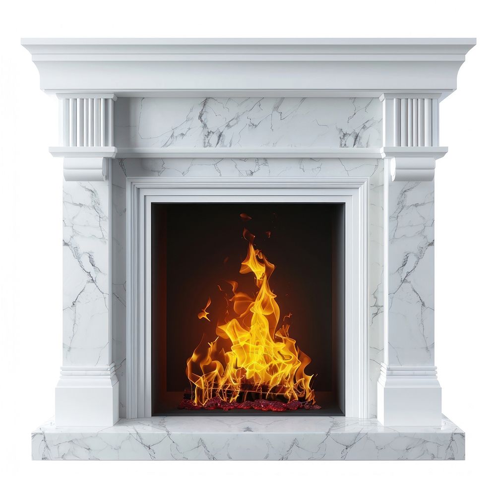 Elegant marble fireplace with fire | Free Photo - rawpixel