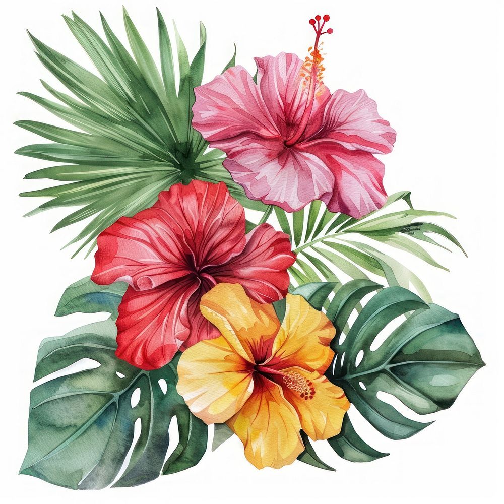 Vibrant tropical floral illustration | Free Photo Illustration - rawpixel