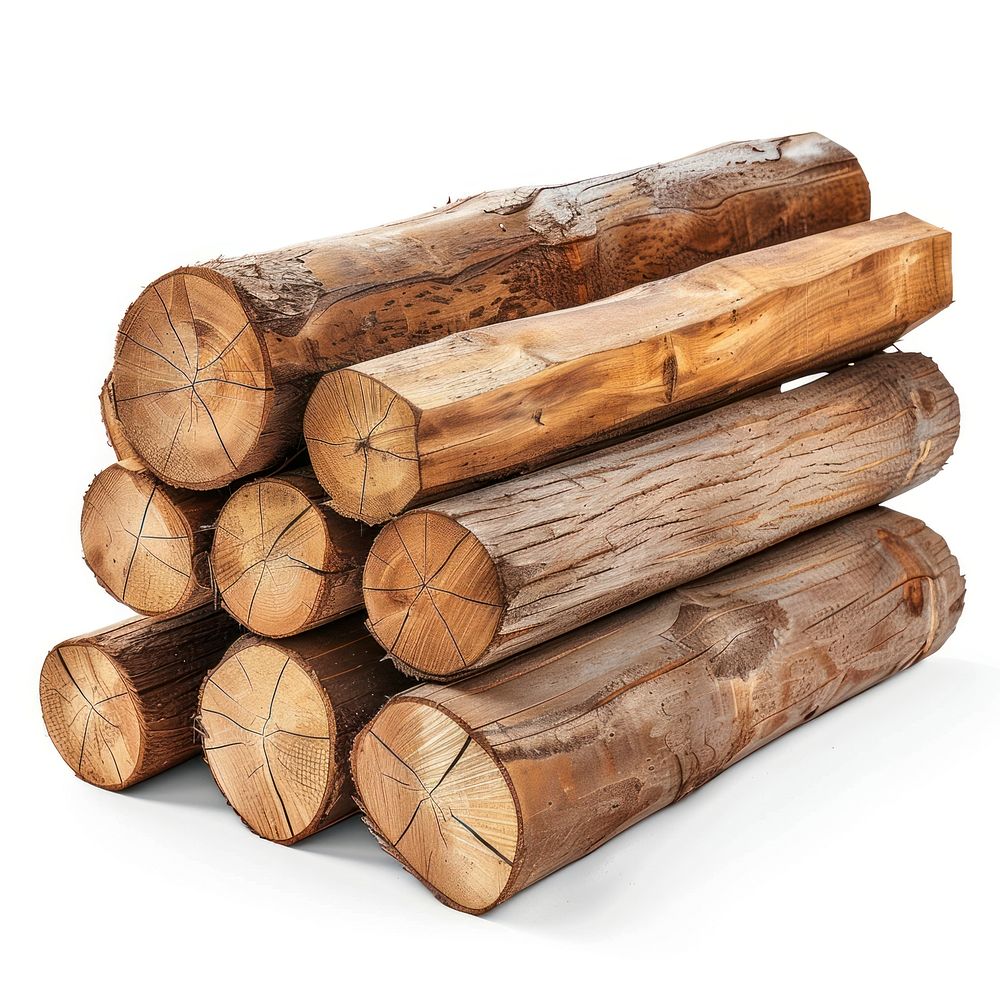 Stacked wooden logs isolated white | Free Photo - rawpixel