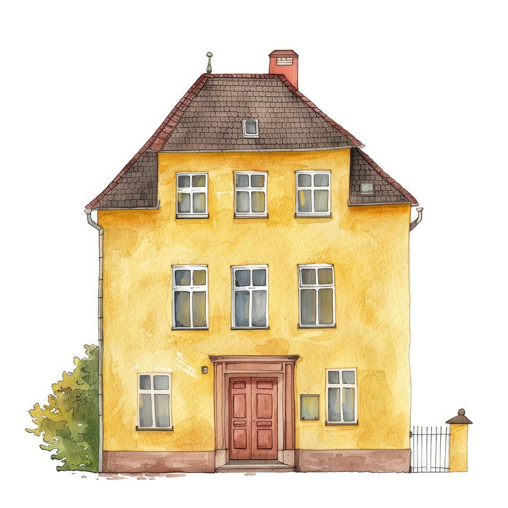 Charming yellow house illustration | Free Photo Illustration - rawpixel