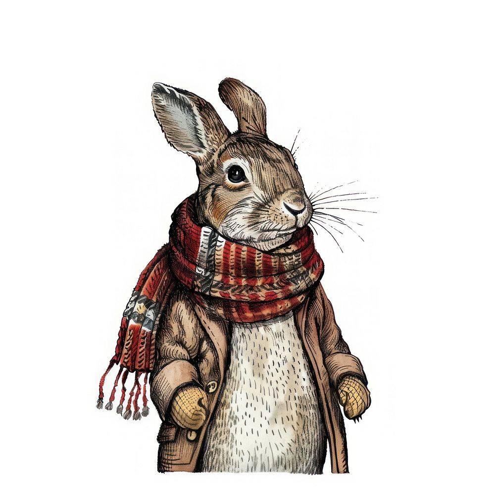 Stylish rabbit in winter attire | Free Photo Illustration - rawpixel