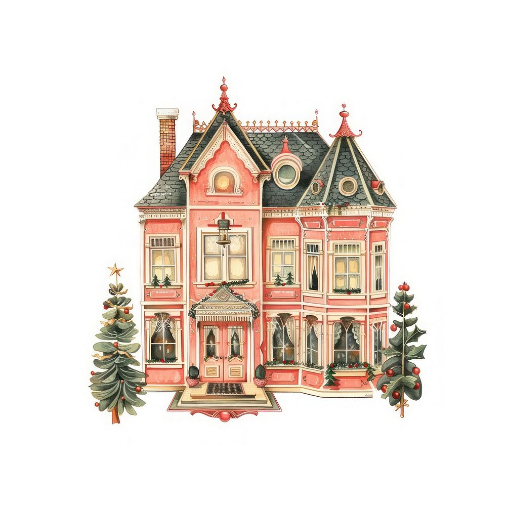 Charming Victorian Christmas house | Free Photo Illustration - rawpixel