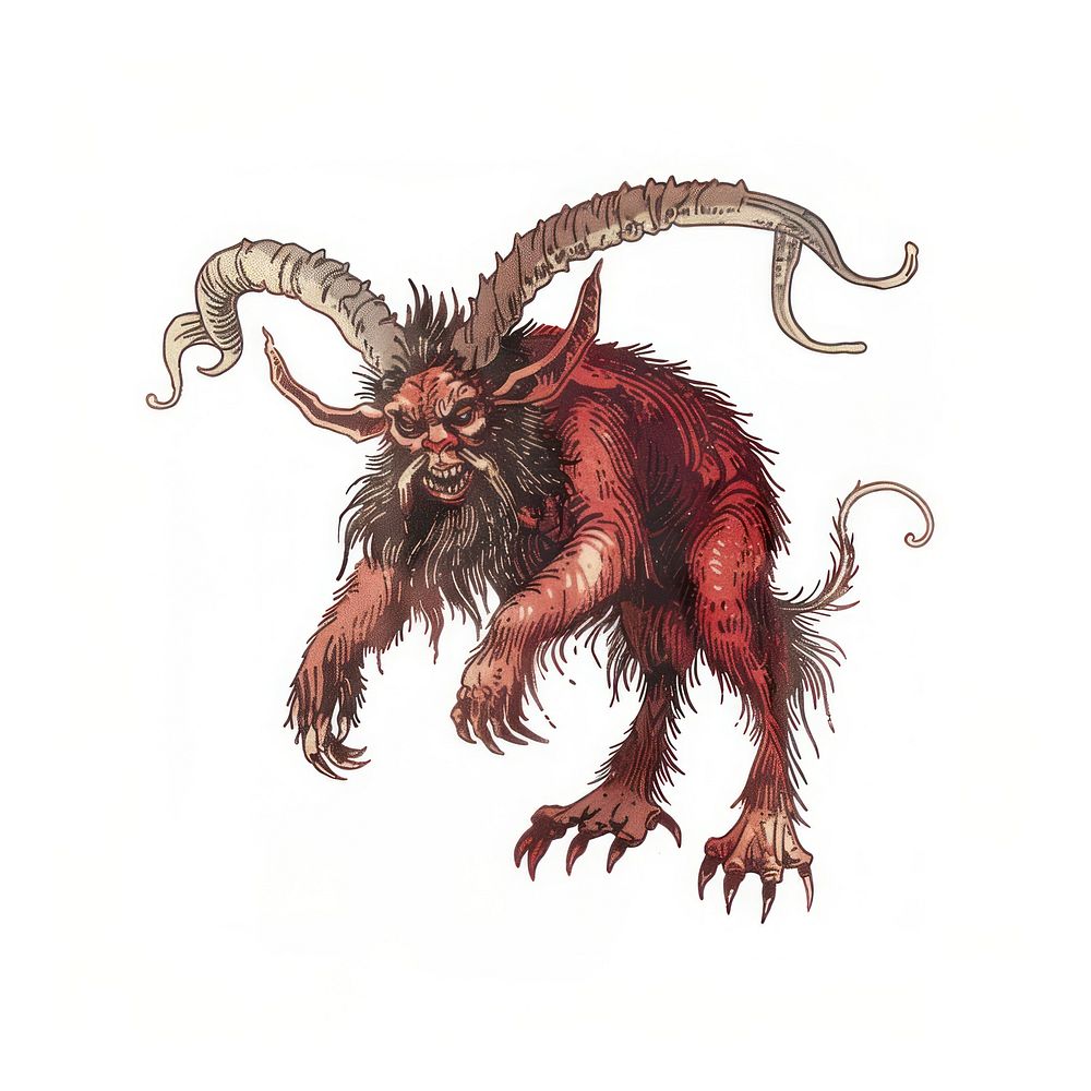 Mythical creature with twisted horns | Free Photo Illustration - rawpixel