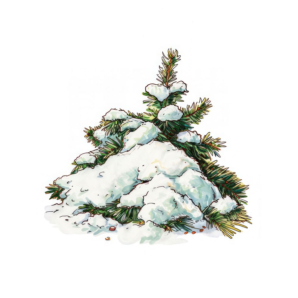 Snow-covered evergreen tree illustration | Free Photo Illustration ...