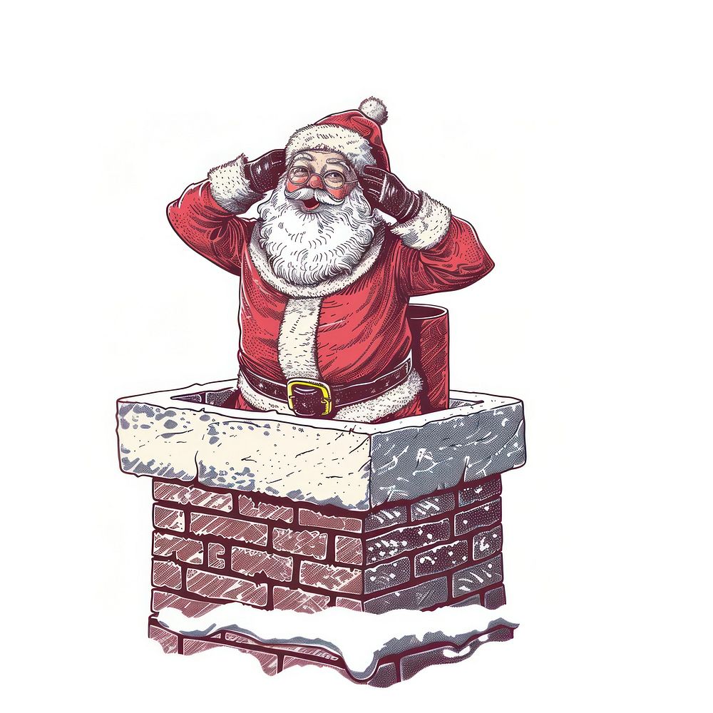 Santa stuck in chimney illustration | Free Photo Illustration - rawpixel