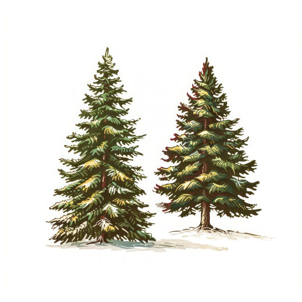 Detailed evergreen trees illustration | Free Photo Illustration - rawpixel