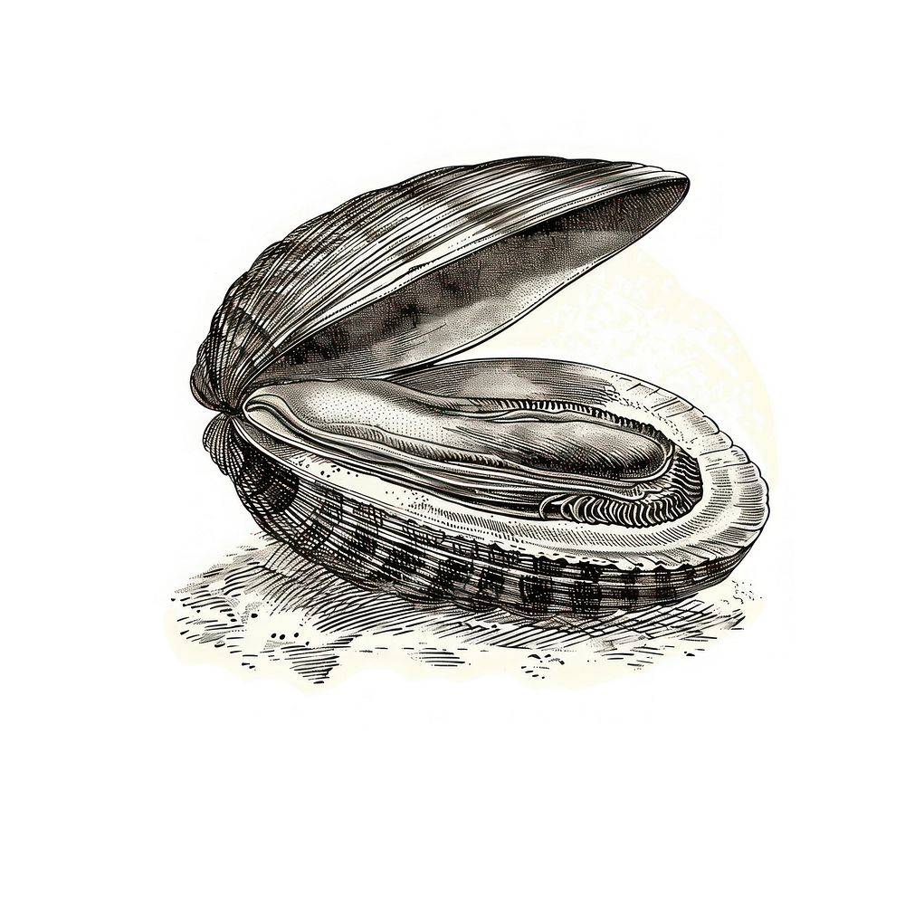 Vintage detailed open clam illustration | Free Photo Illustration ...