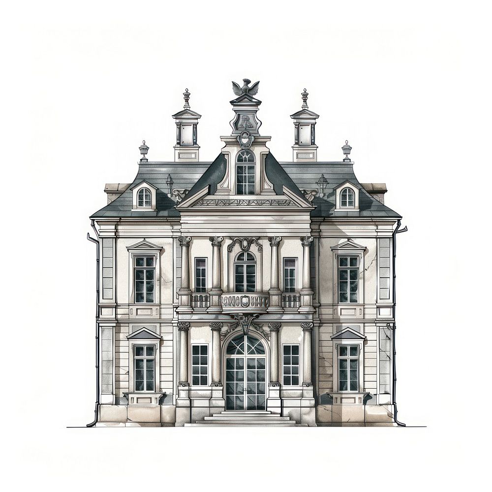 Elegant vintage architectural mansion illustration. | Free Photo ...