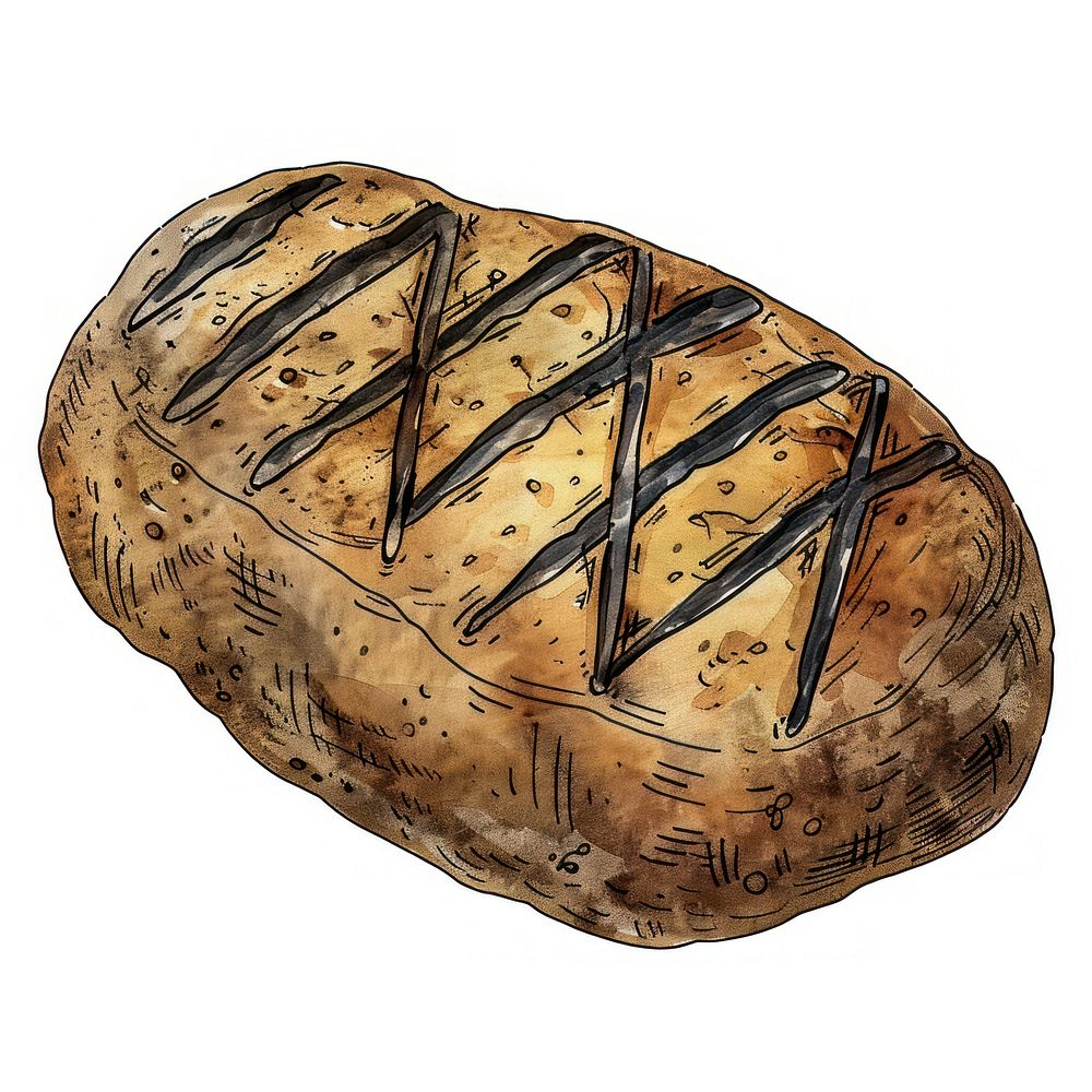 Hand-drawn rustic loaf illustration | Free Photo Illustration - rawpixel