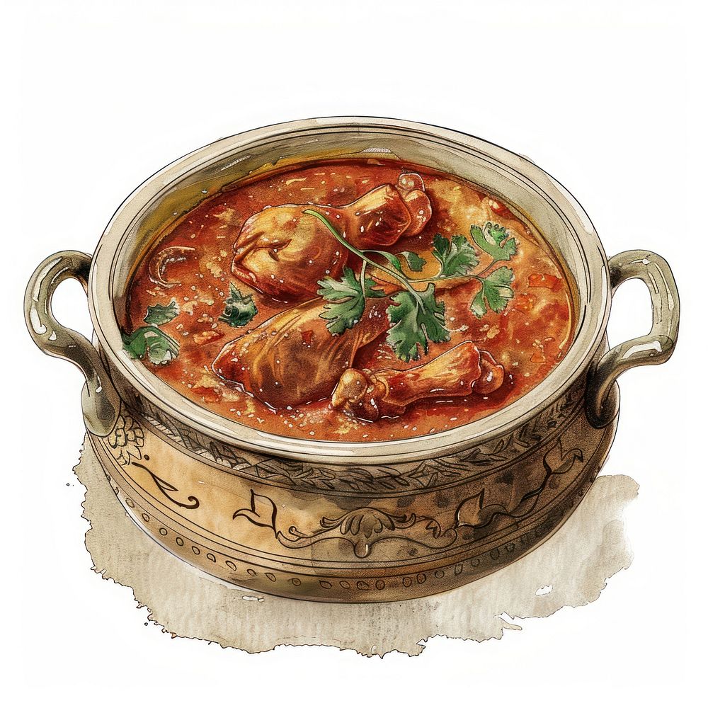 Traditional Indian chicken curry illustration | Free Photo Illustration ...