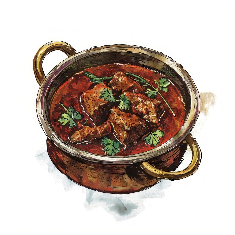 Traditional Indian curry dish illustration | Free Photo Illustration ...