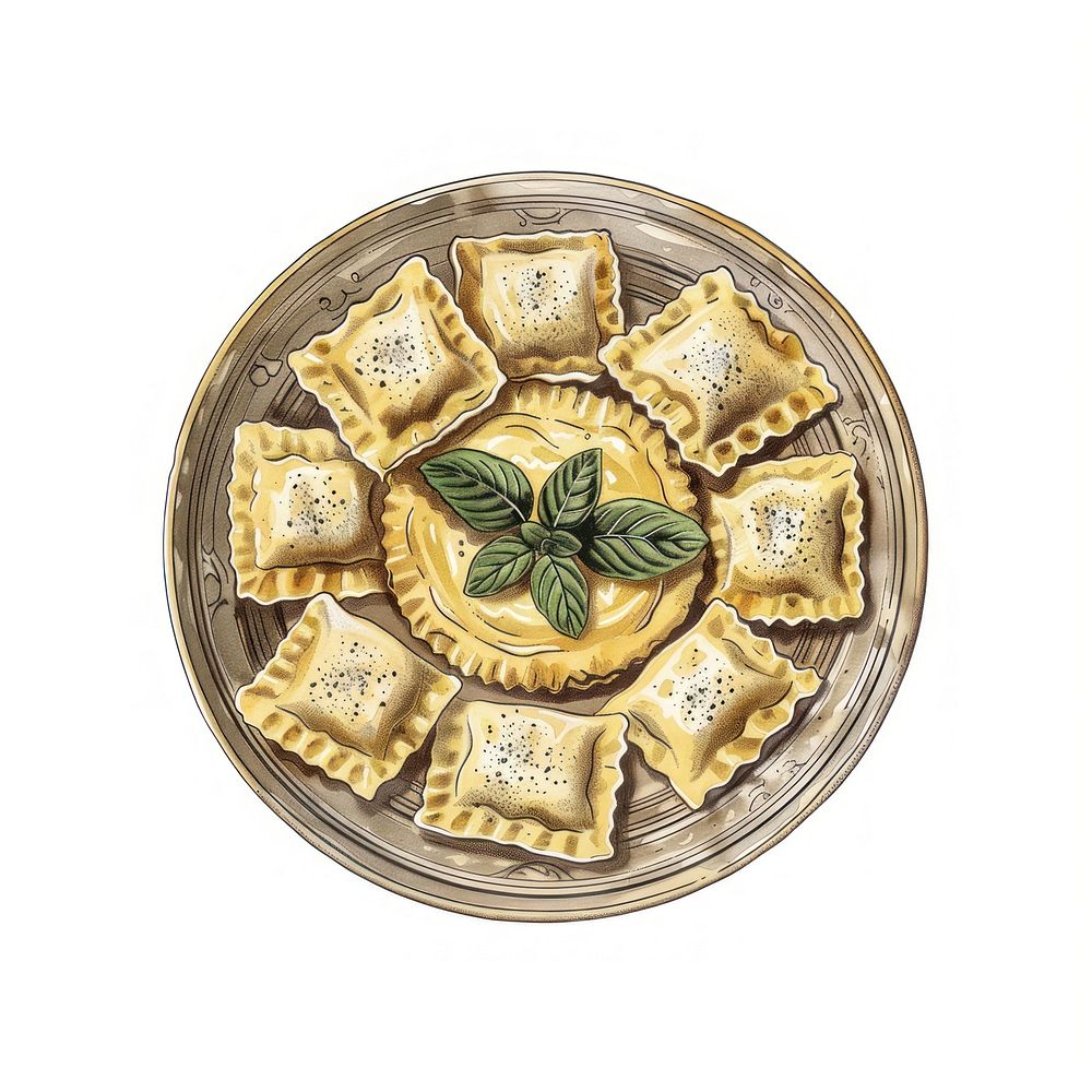 Delicious ravioli with basil garnish | Free Photo Illustration - rawpixel