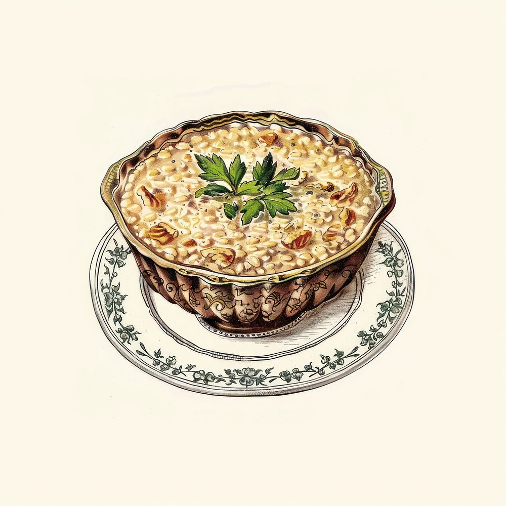 Vintage risotto illustration with parsley | Free Photo Illustration ...
