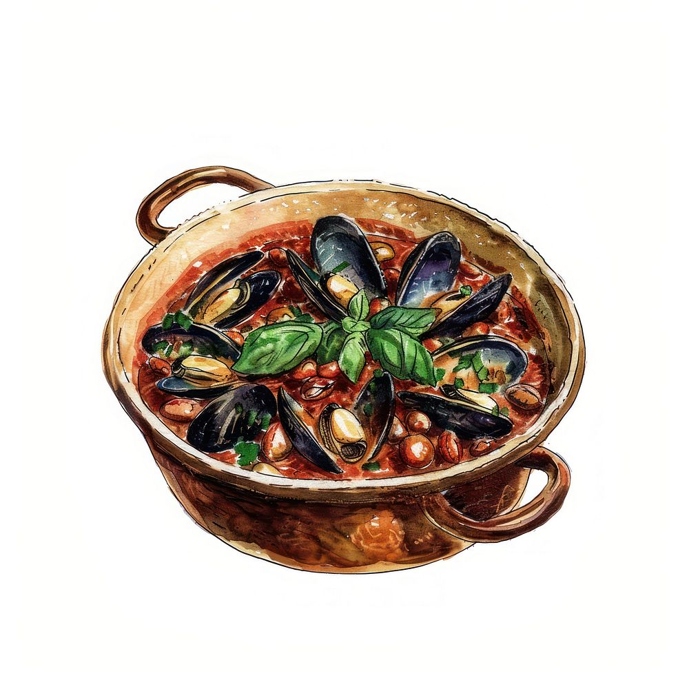 Delicious seafood stew illustration | Free Photo Illustration - rawpixel