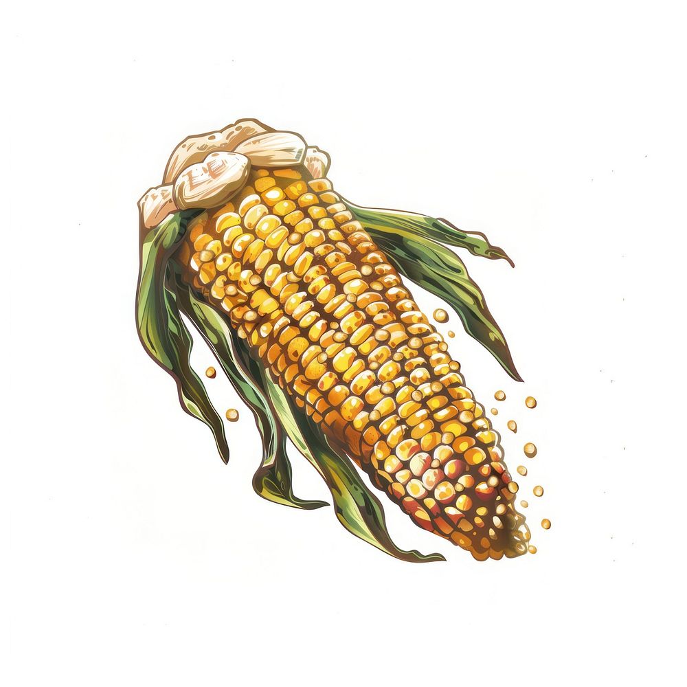 Detailed corn illustration with husk | Free Photo Illustration - rawpixel