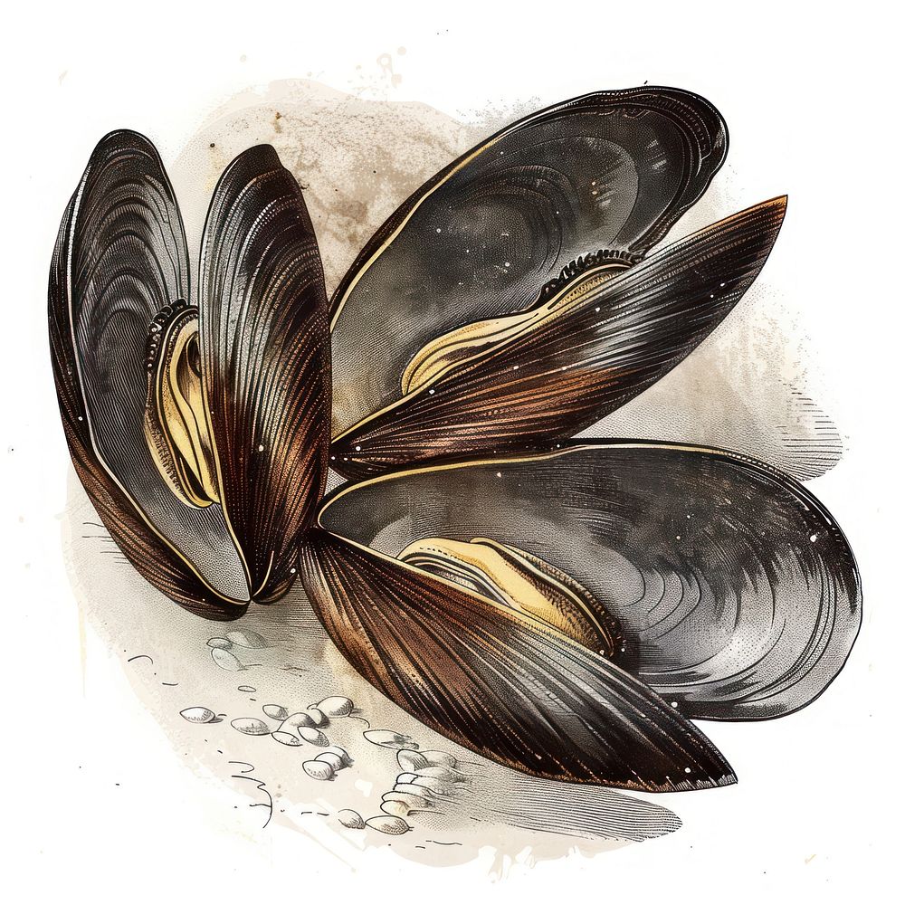 Detailed mussel shell illustration | Free Photo Illustration - rawpixel
