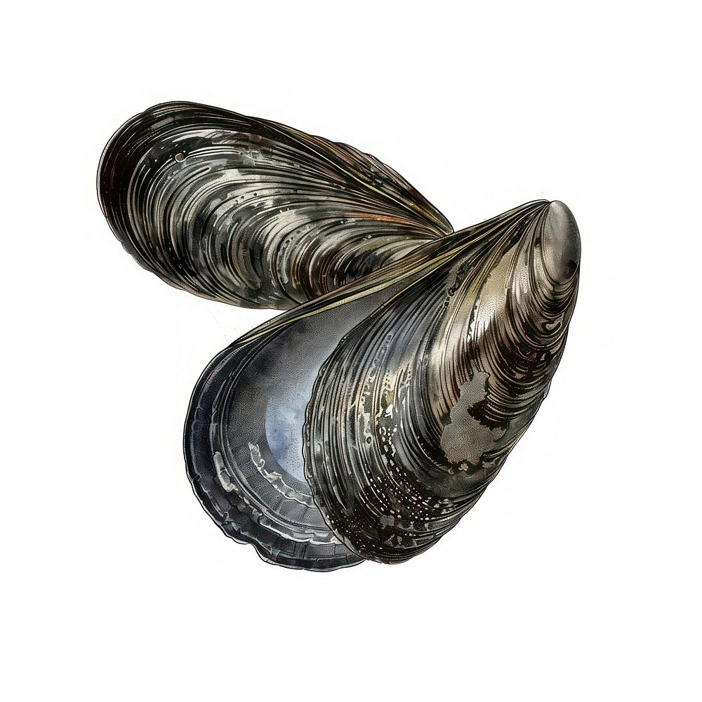 Detailed mussel shell illustration | Free Photo Illustration - rawpixel