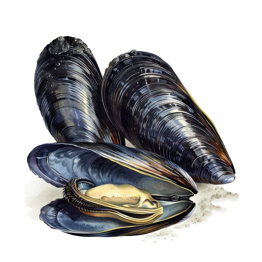 Realistic mussels seafood illustration | Free Photo Illustration - rawpixel