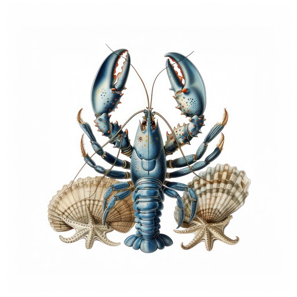 Vintage lobster seashell starfish illustration | Free Photo ...
