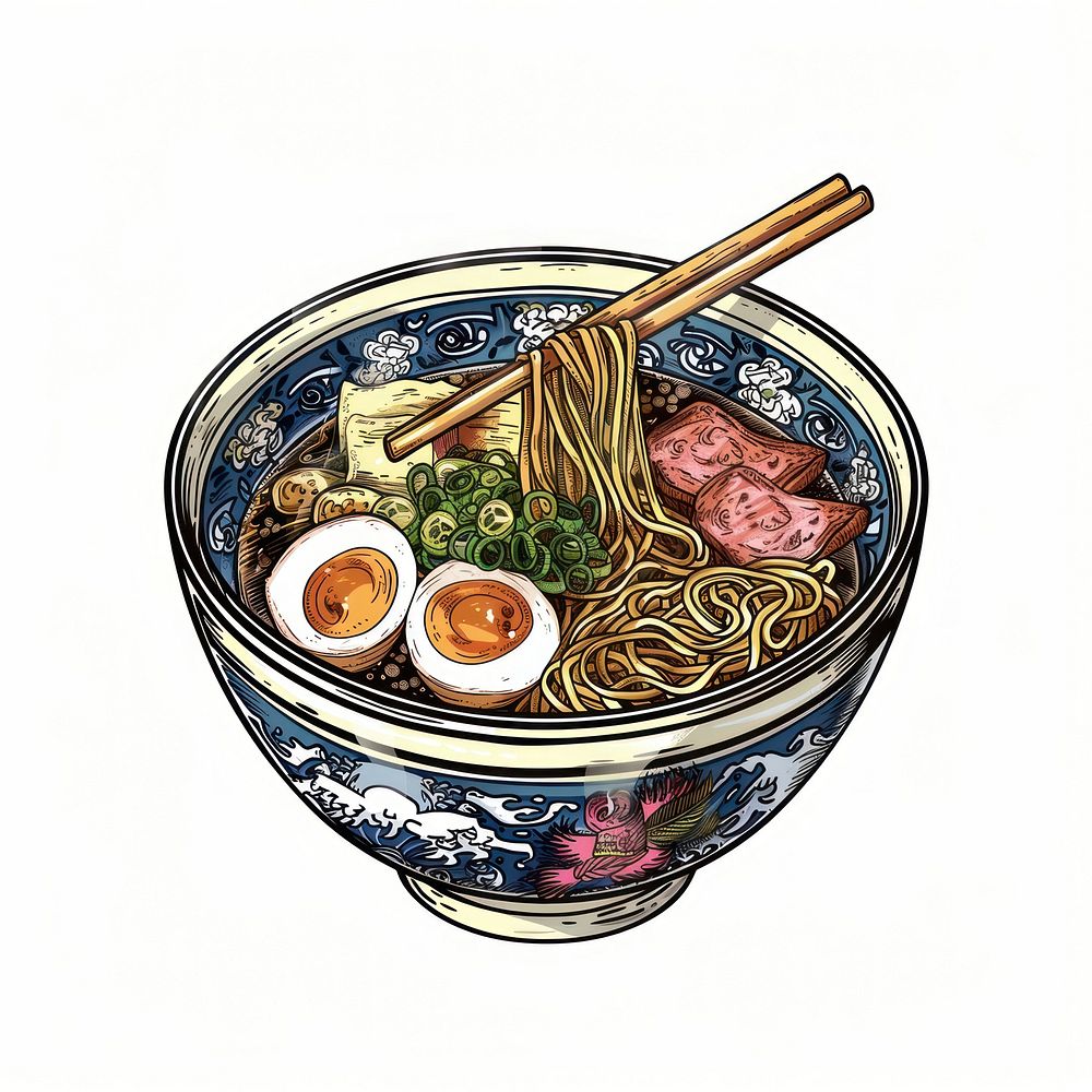 Traditional Japanese ramen bowl illustration. | Free Photo Illustration ...