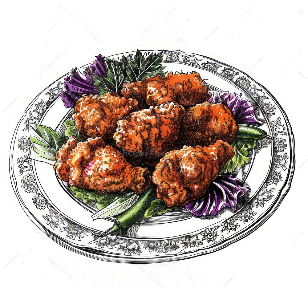 Crispy fried chicken plate illustration | Free Photo Illustration ...
