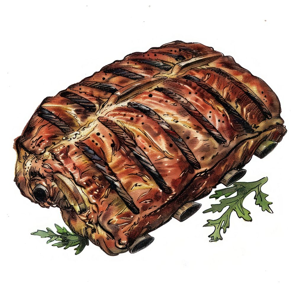 Juicy grilled ribs illustration | Free Photo Illustration - rawpixel