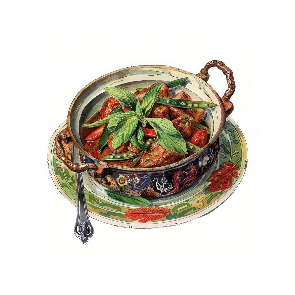 Colorful vintage vegetable stew illustration | Free Photo Illustration ...