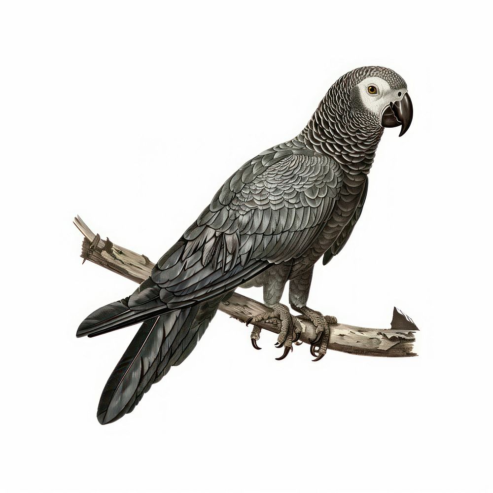 Detailed parrot on branch | Free Photo Illustration - rawpixel