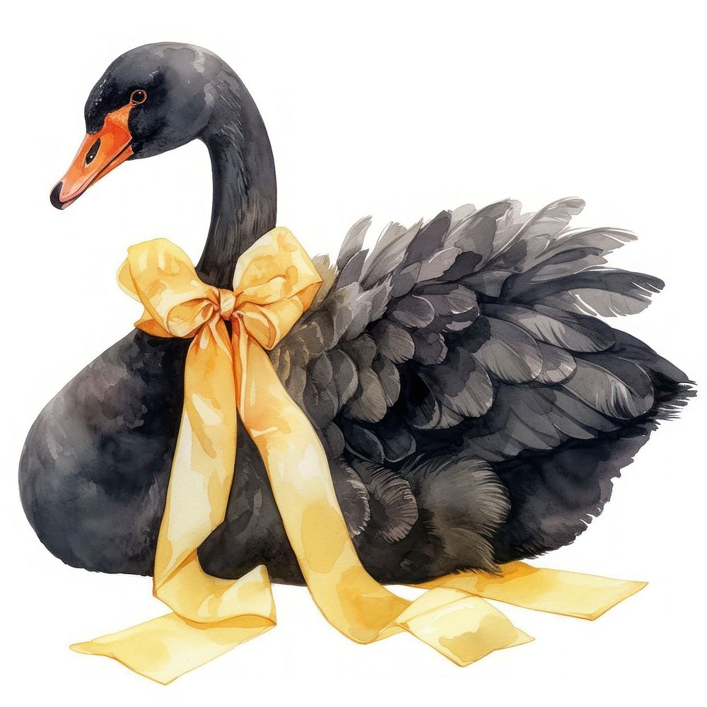 Elegant black swan with ribbon | Free Photo Illustration - rawpixel