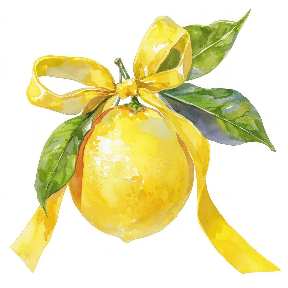 Vibrant lemon with ribbon | Free Photo Illustration - rawpixel