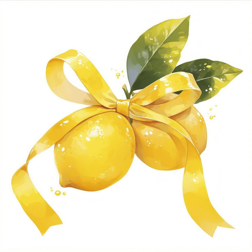 Vibrant lemons with yellow ribbon | Free Photo Illustration - rawpixel