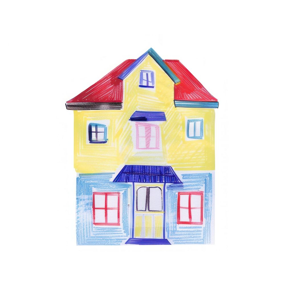 Colorful hand-drawn house illustration | Free Photo Illustration - rawpixel