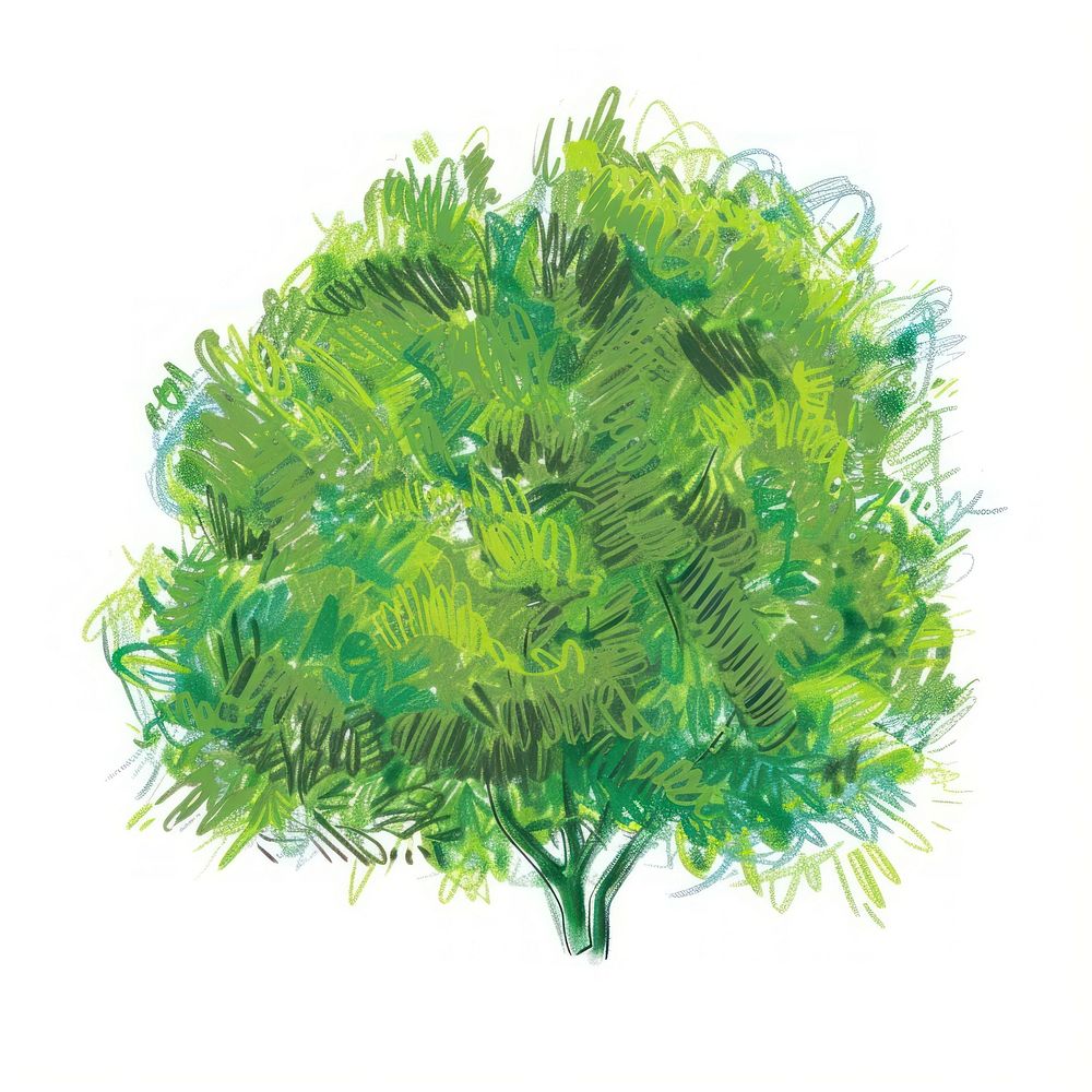 Vibrant hand-drawn green tree | Free Photo Illustration - rawpixel