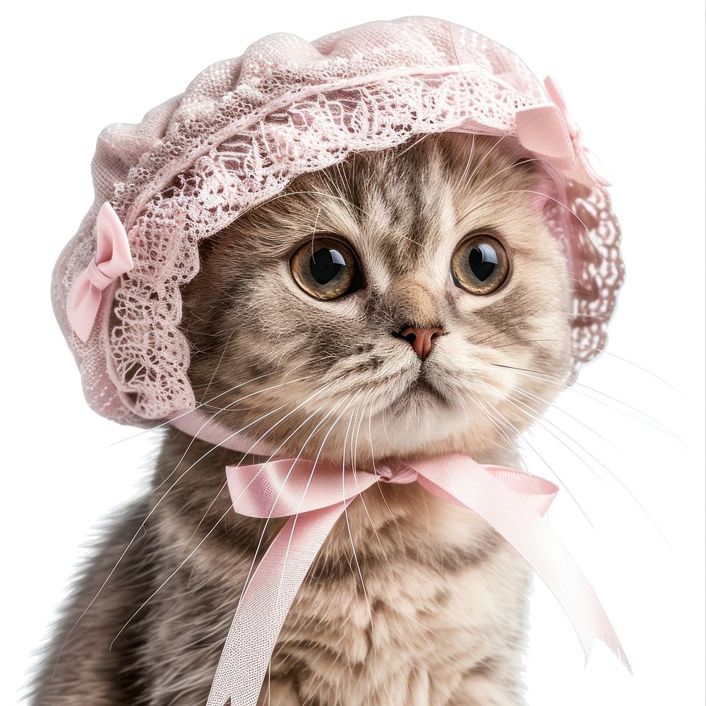 Adorable kitten wearing pink bonnet | Free Photo - rawpixel