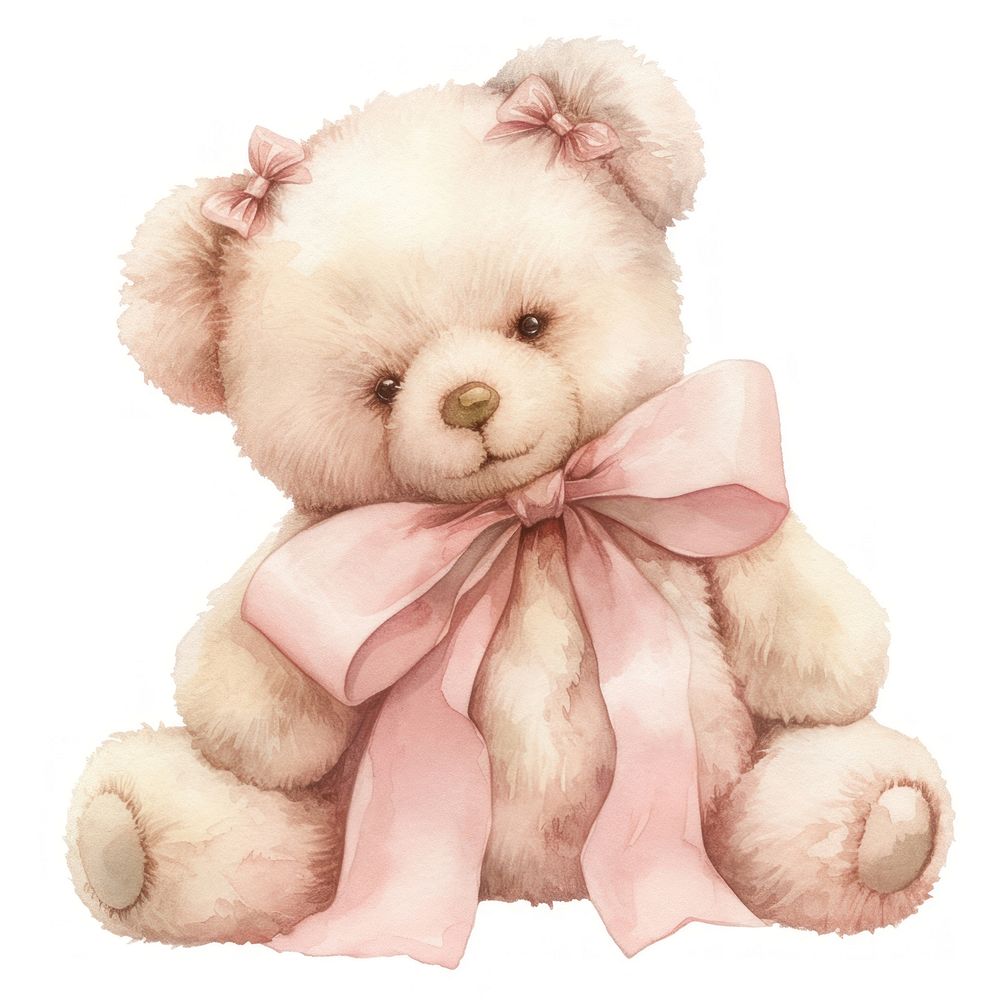 Adorable teddy bear with bow | Premium Photo Illustration - rawpixel